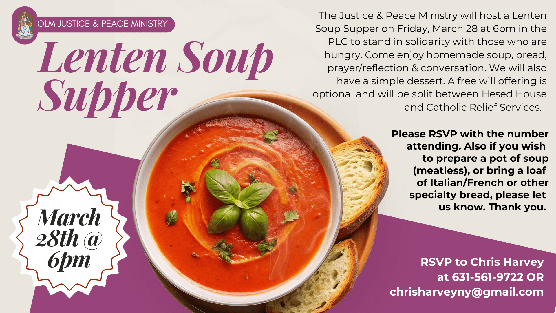 Lenten Soup Supper- 3/28 – Our Lady of Mercy