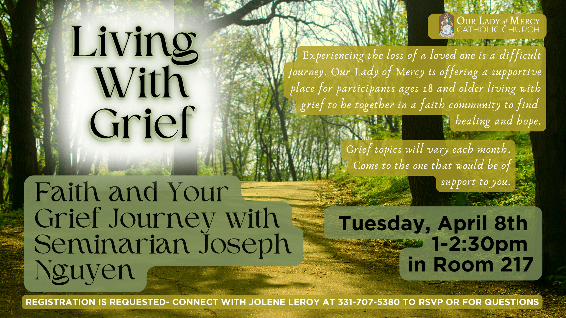 Grief Ministry 6-Week Session Starting 4/21 – Our Lady of Mercy