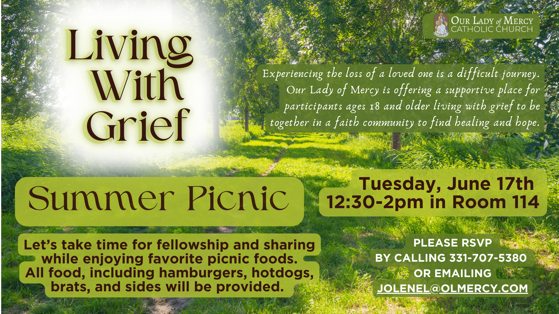Living With Grief Summer Picnic 6/17 – Our Lady of Mercy