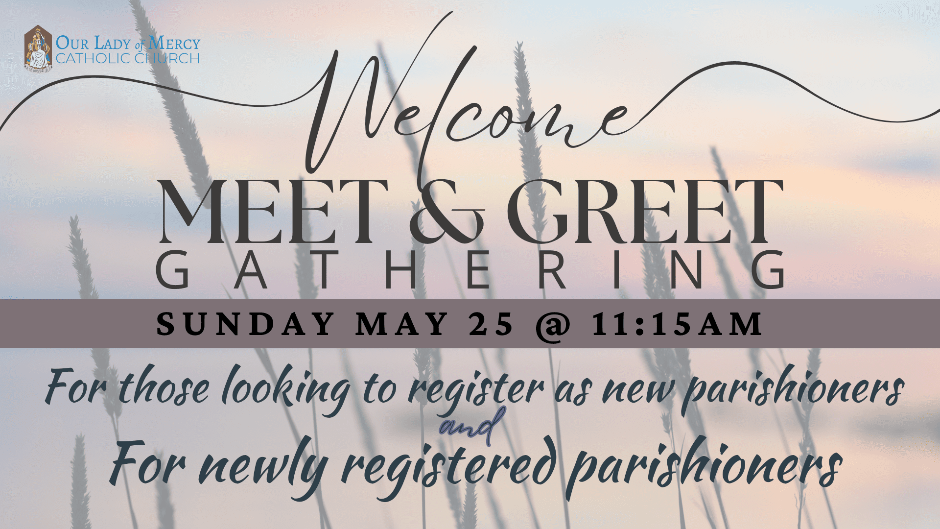 Welcome Meeting 5/25 – Our Lady of Mercy