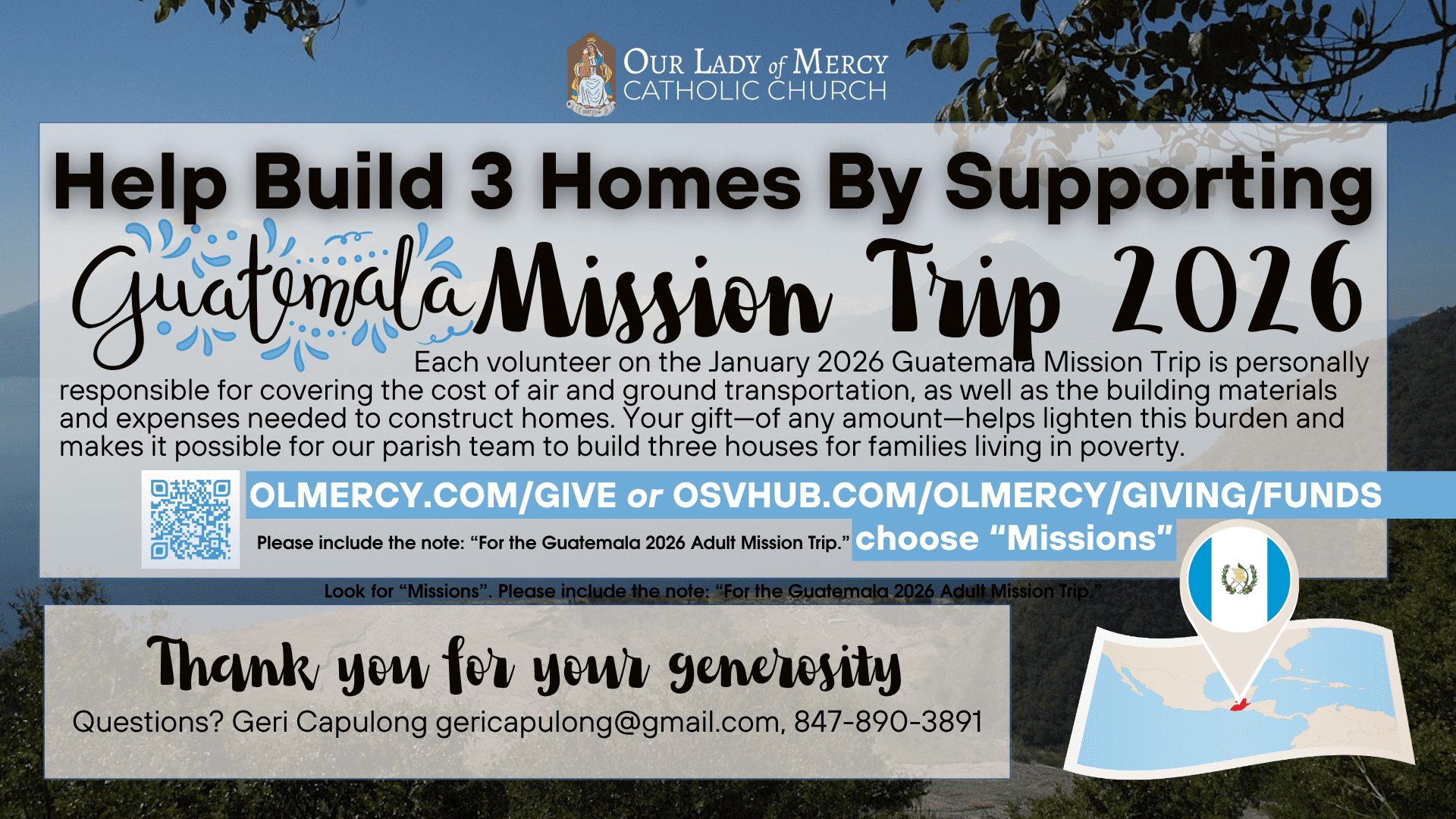 Support the Guatemala Adult Mission Trip – January 2026 – Our Lady of Mercy