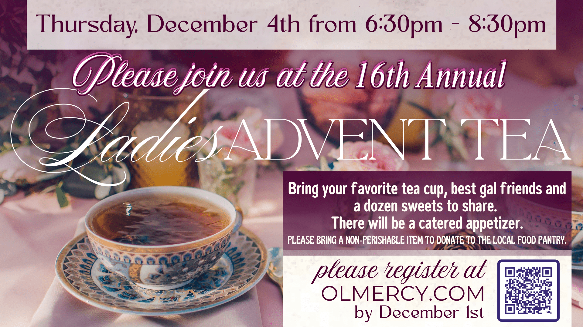 16th Annual Ladies Advent Tea – 12/4 – Our Lady of Mercy